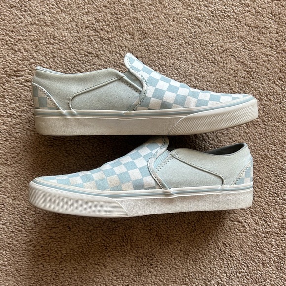 Vans | Shoes | Blue White Checkered Vans | Poshmark